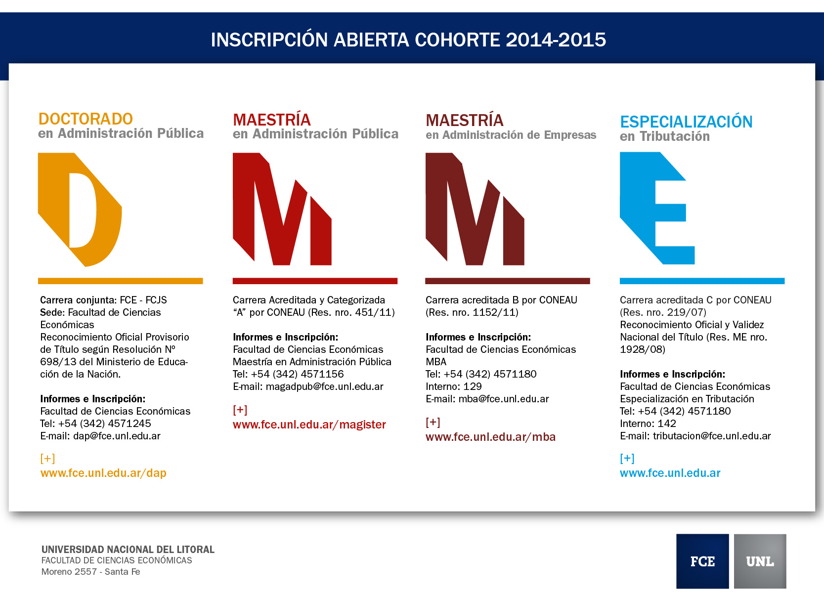 Inscripción abierta a Carreras de Posgrado de la Facultad de Económicas
